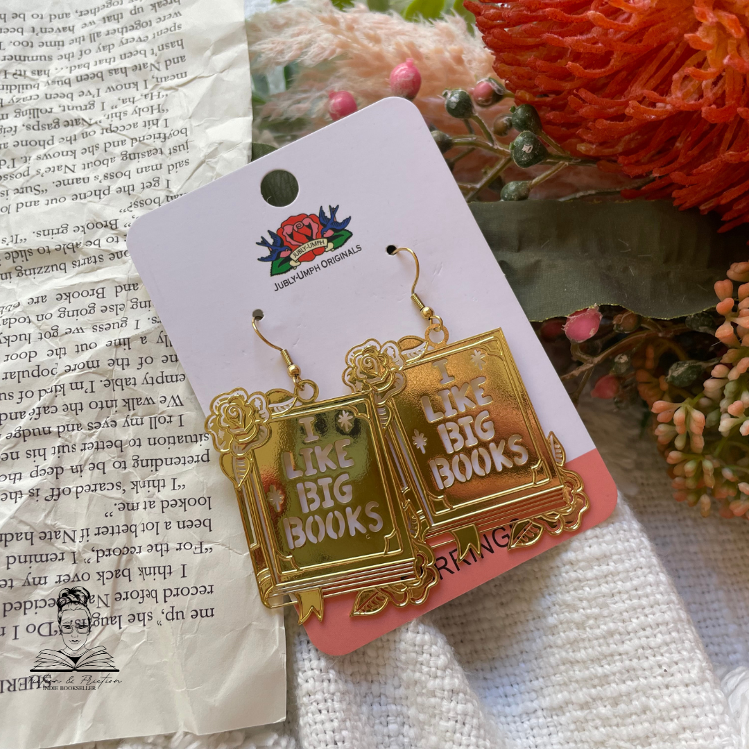 I Like Big Books Brass Dangle Earrings – Fiction & Friction